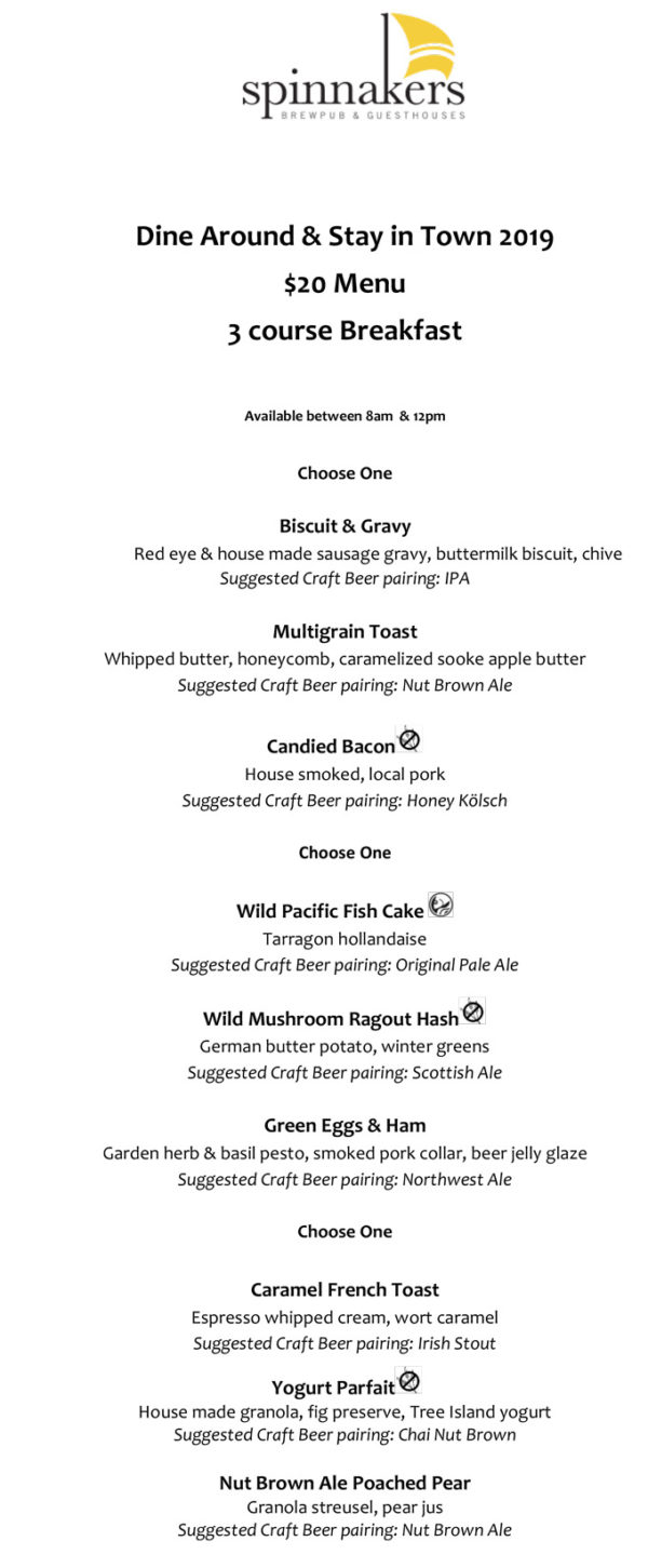Dine Around & Stay in Town Victoria 2019: Spinnakers Gastro Pub Preview