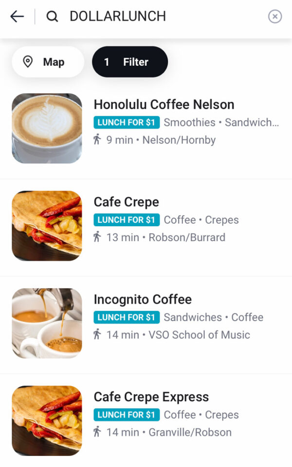 Ritual App $1 Lunch: Sept 16 - 27 2019 Monday to Friday till 5 pm