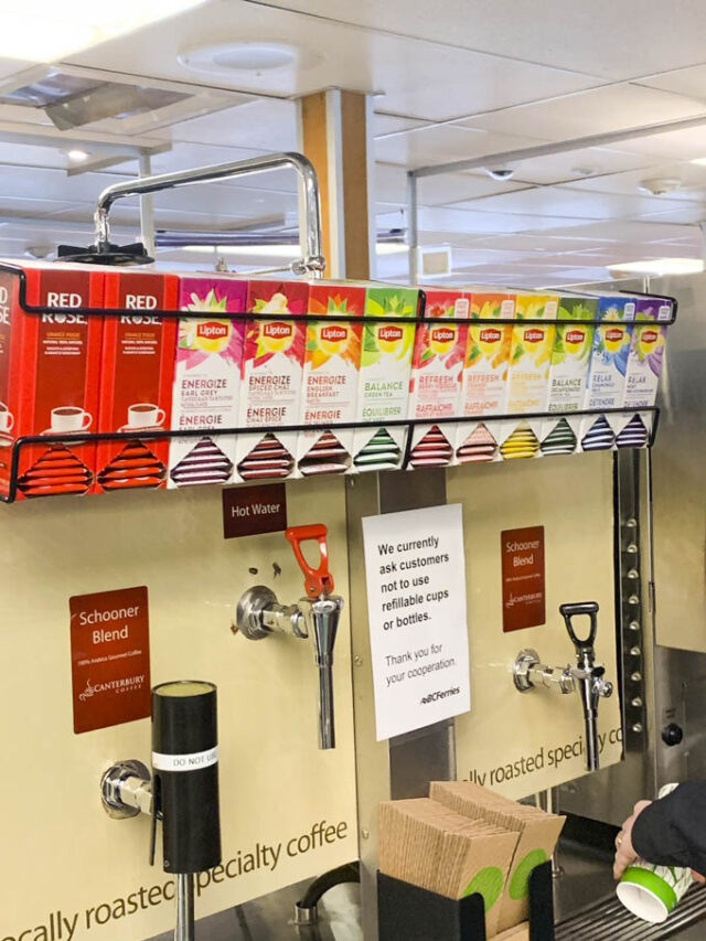 BC Ferries Coastal Cafe Menu, White Spot, Self-Serve, Food and Drinks