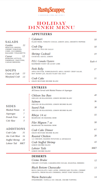 Christmas in Baltimore 2021: Dinner, Turkey To Go, Brunch, Restaurants