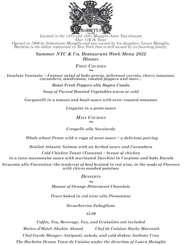 NYC Restaurant Week 2022 Summer: Restaurant Menus Highlights
