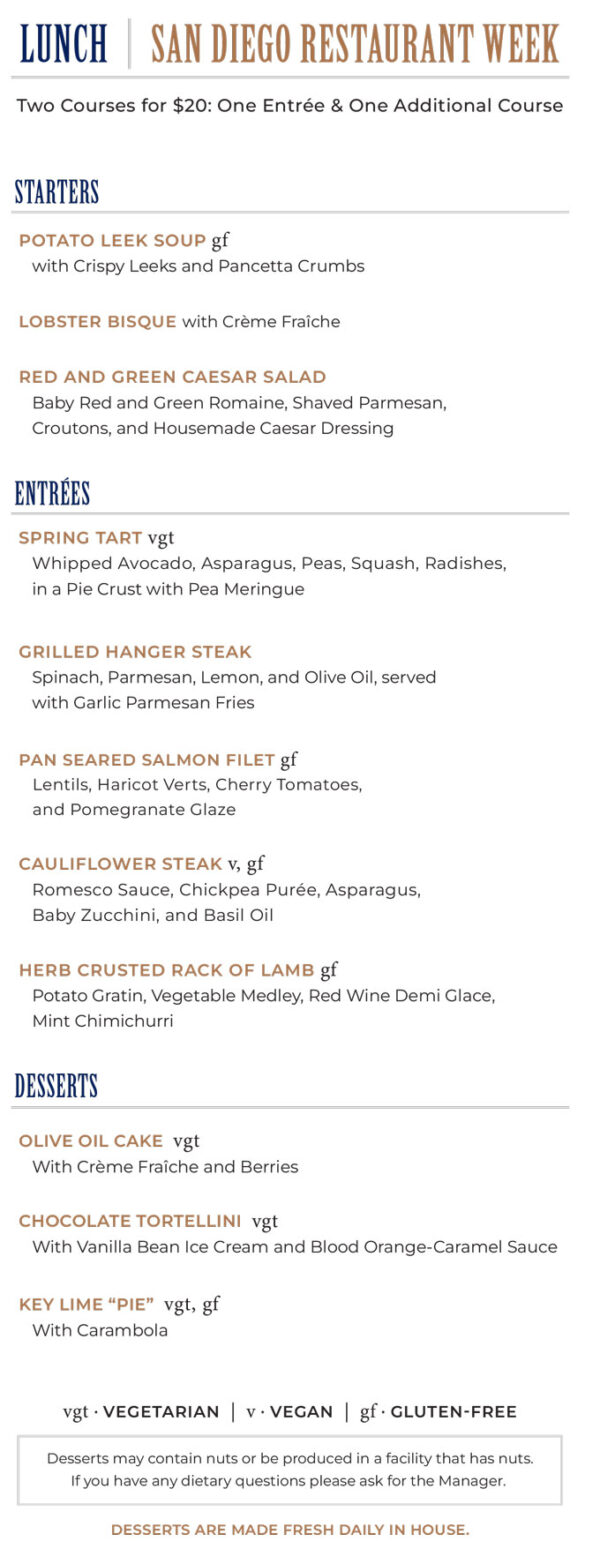 San Diego Restaurant Week 2022 Fall: Menus Highlights, Dates
