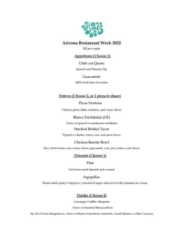 Arizona Restaurant Week 2022 Fall Sept: Menus Highlights Dates