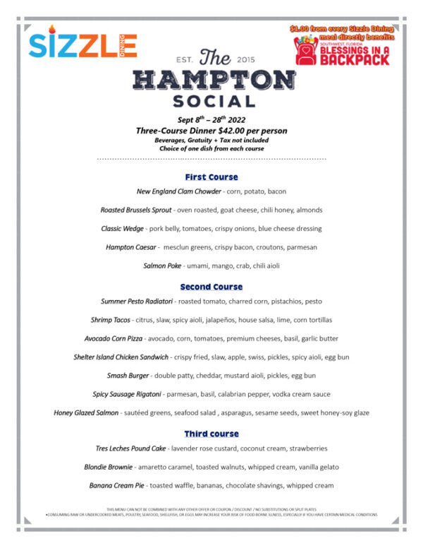 Southwest Florida Restaurant Week 2022 Sizzle Dining: Menus