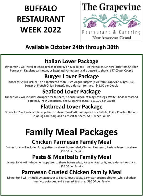 Buffalo Restaurant Week 2022 New York: Menus, Dates