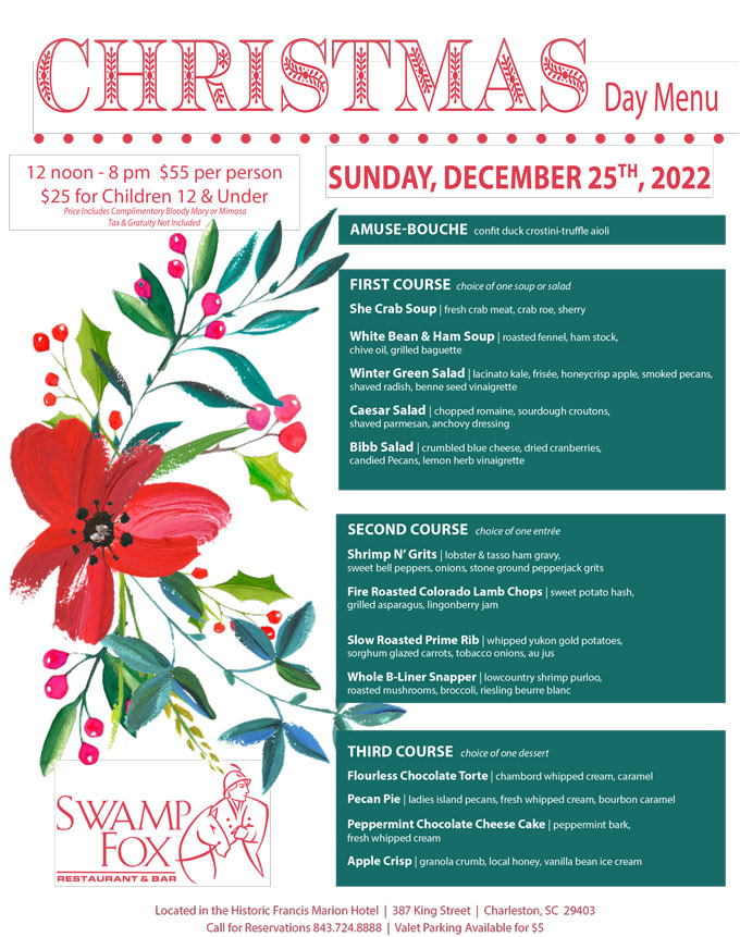 Christmas in Charleston 2022 SC: Dinner, Turkey To Go, Brunch