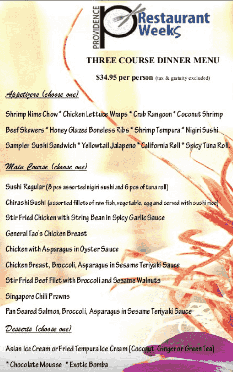 Providence Restaurant Weeks 2023 Rhode Island : Menus, Dates