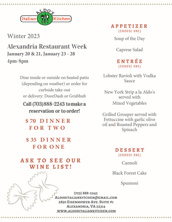 Alexandria Restaurant Week 2023 Virginia: Menu, Dates