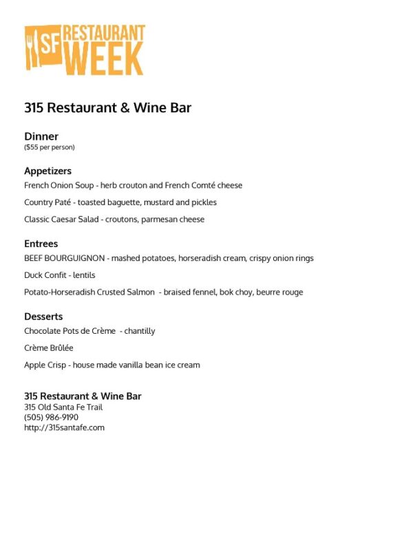 Santa Fe Restaurant Week 2023 : Menus, Dates
