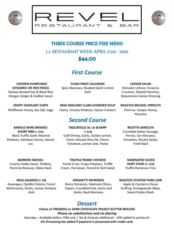 Long Island Restaurant Week 2023 - Spring: Menus, Dates