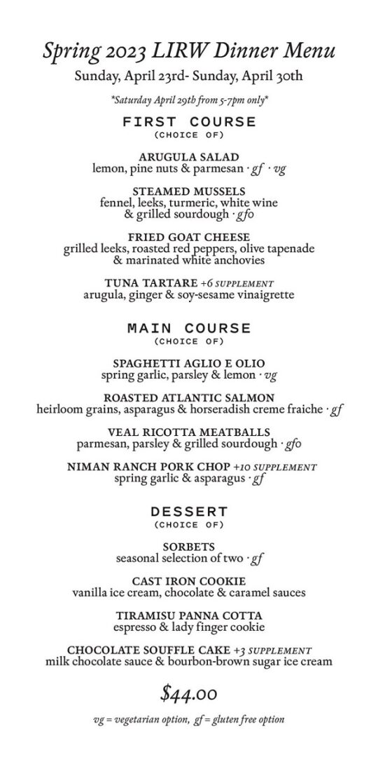 Long Island Restaurant Week 2023 - Spring: Menus, Dates