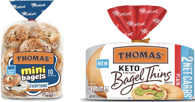 Thomas' Everything Mini Bagels and Keto Bagel Thins Bagels