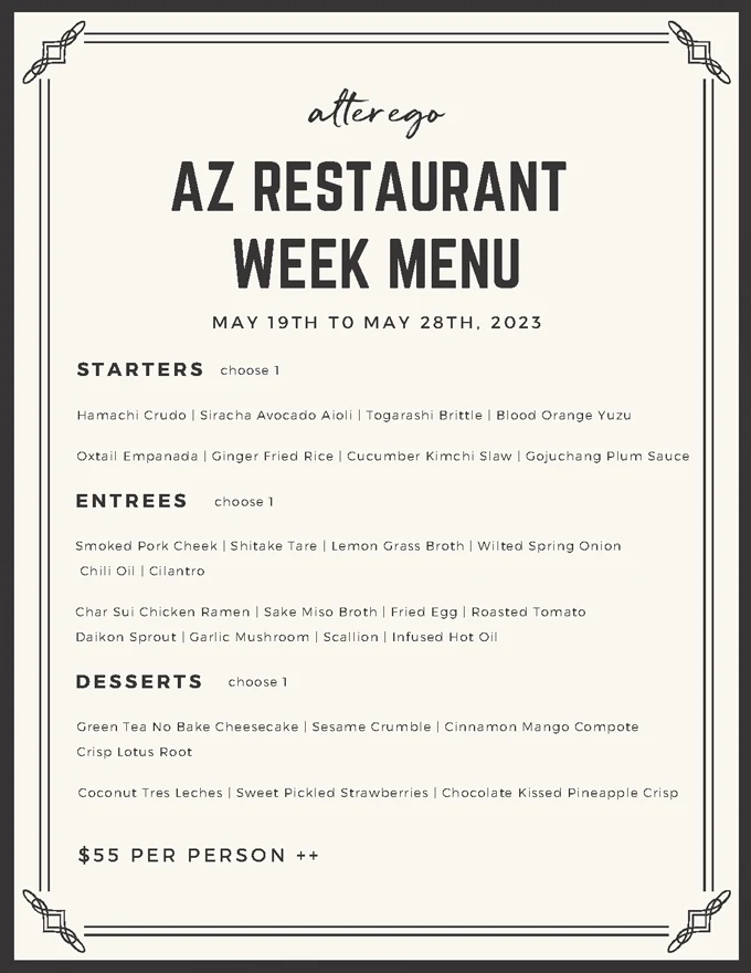 Arizona Restaurant Week 2023 - Spring Edition: Menus, Dates