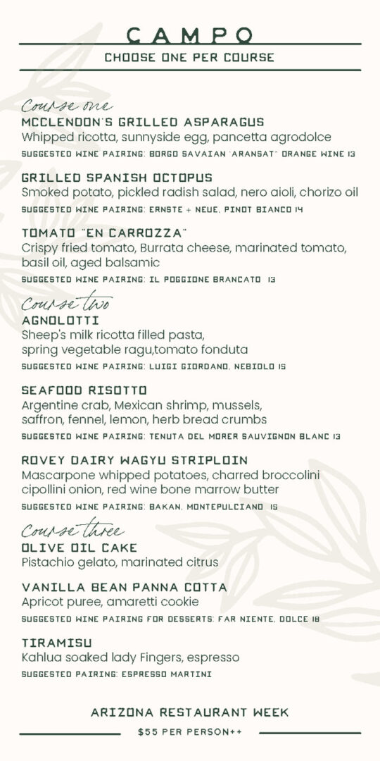 Arizona Restaurant Week 2023 - Spring Edition: Menus, Dates