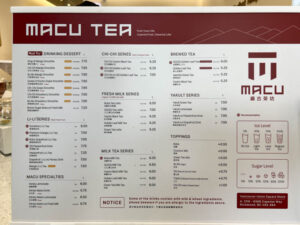 MACU TEA Richmond BC 麻古茶坊 - Menu, Review - Foodgressing