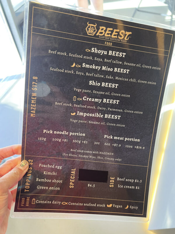 BEEST Japanese Mazemen Vancouver - Roast Beef Ramen