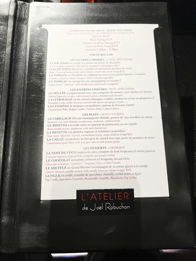 L'Atelier de Joël Robuchon - MGM Grand Las Vegas Tasting Menu