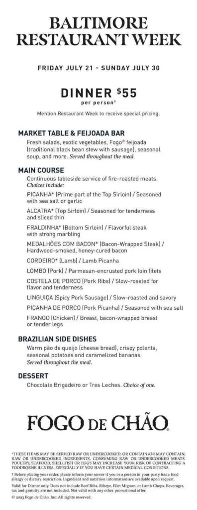 Baltimore Restaurant Week 2023 Summer: Menus, Dates