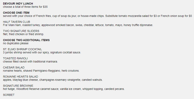 Devour Indy Restaurant Weeks 2023 - Indianapolis: Menus, Dates