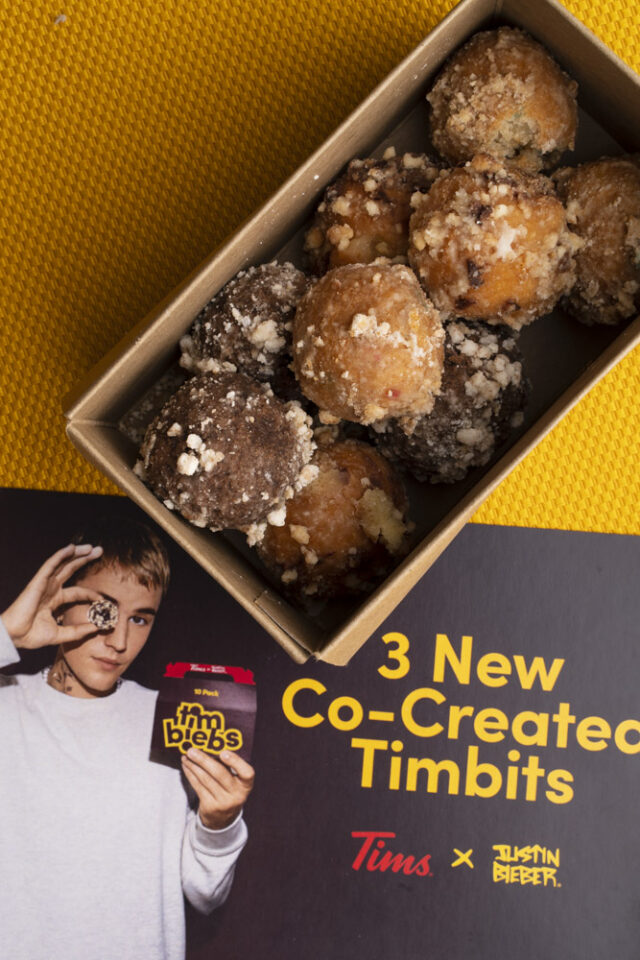 Timbiebs Timbits Flavours, Merch: Tim Hortons Justin Bieber Collab 2021