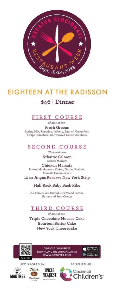 Greater Cincinnati Restaurant Week 2023 Fall: Menus, Dates