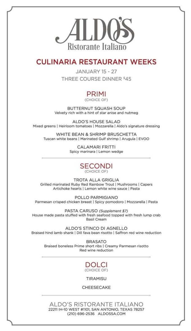 San Antonio Culinaria Restaurant Weeks 2024 Winter - Foodgressing