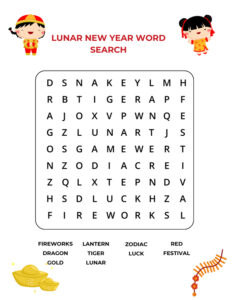 Chinese New Year Printables Free: Colouring Pages, Word Search, Bingo