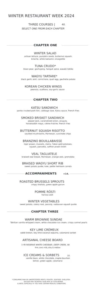 Metropolitan Washington Restaurant Week 2024 Winter Highlights