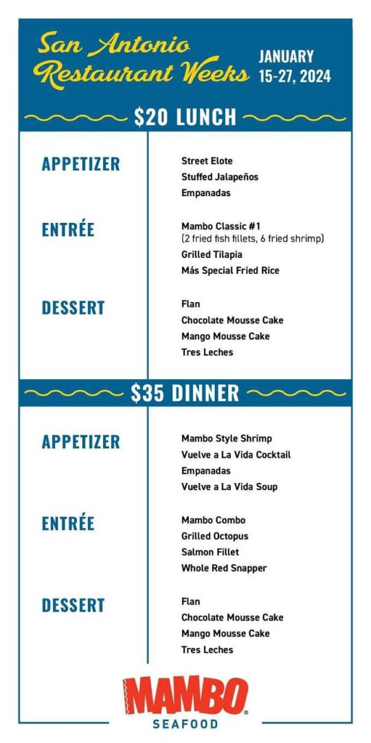 San Antonio Culinaria Restaurant Weeks 2024 Winter - Foodgressing