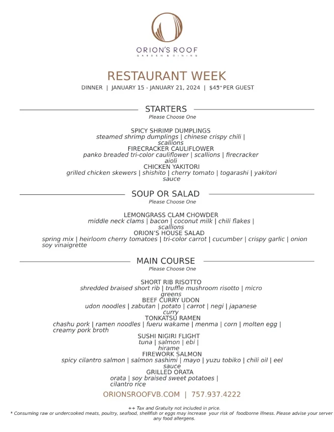 Virginia Beach Restaurant Week 2024: Menus, Dates - Foodgressing