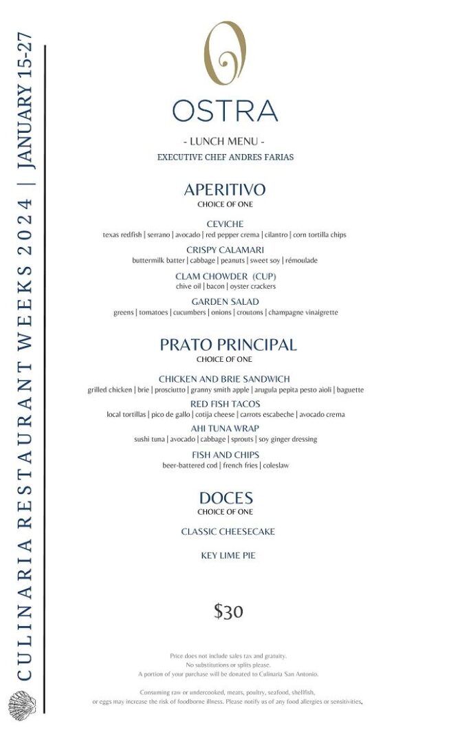 San Antonio Culinaria Restaurant Weeks 2024 Winter - Foodgressing