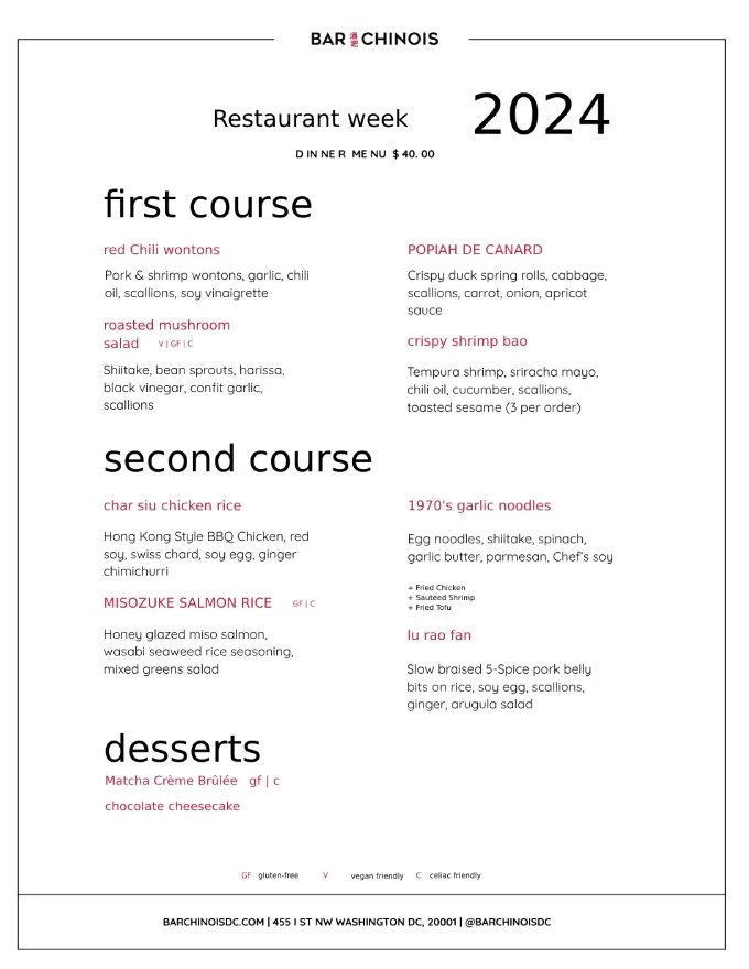 Metropolitan Washington Restaurant Week 2024 Winter Highlights