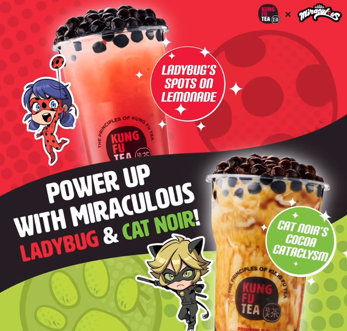 Kung Fu Tea USA Introduces Ladybug & Cat Noir Themed Drinks