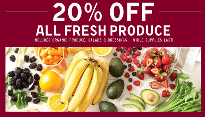 20% off produce at The Fresh Market on March 13