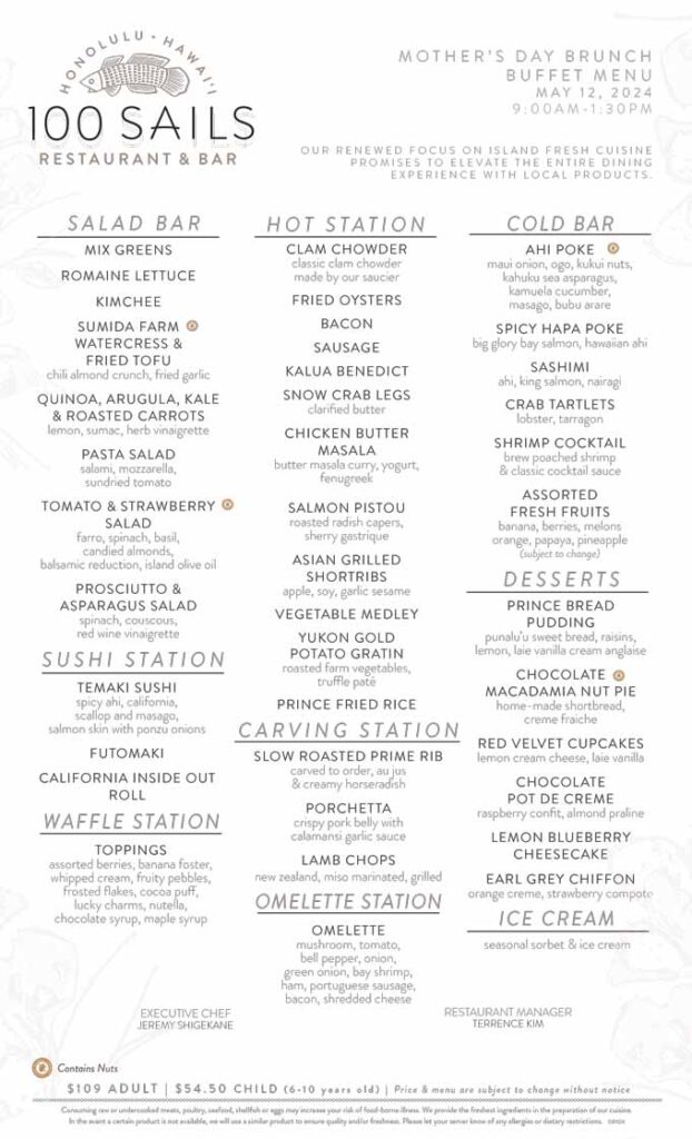 Mother's Day Brunch Honolulu 2024 Offerings by Local Restaurants