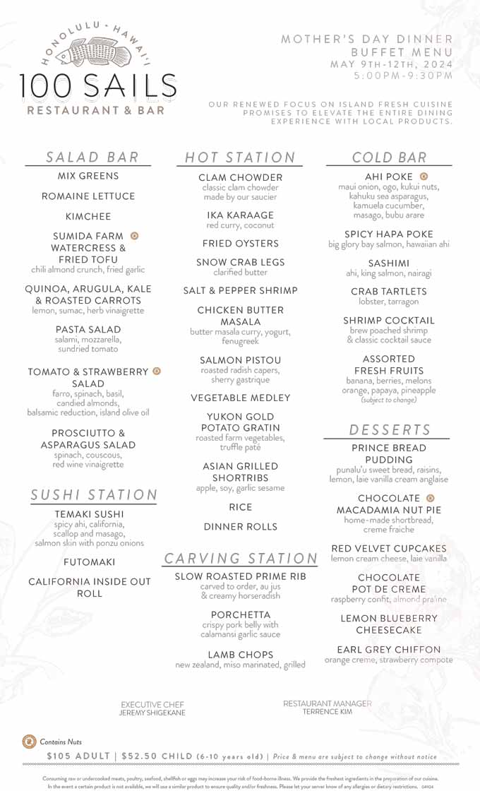 Mother's Day Brunch Honolulu 2024 Offerings by Local Restaurants