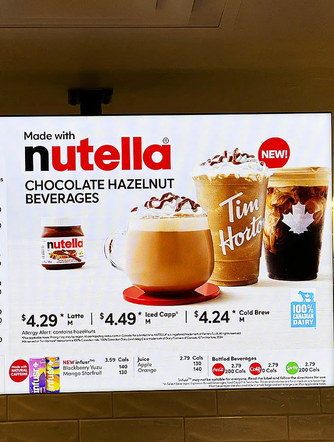 Tim Hortons Hazelnut with Nutella Lineup - Foodgressing