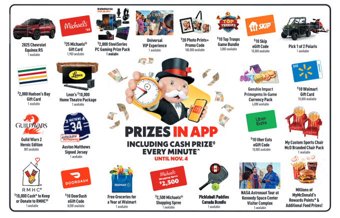 McDonald's Monopoly Canada 2025: Prizes, Game Pieces, Rules