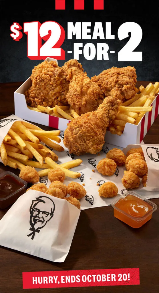 KFC Canada $12 Meal for 2 Deal Available Until October 20