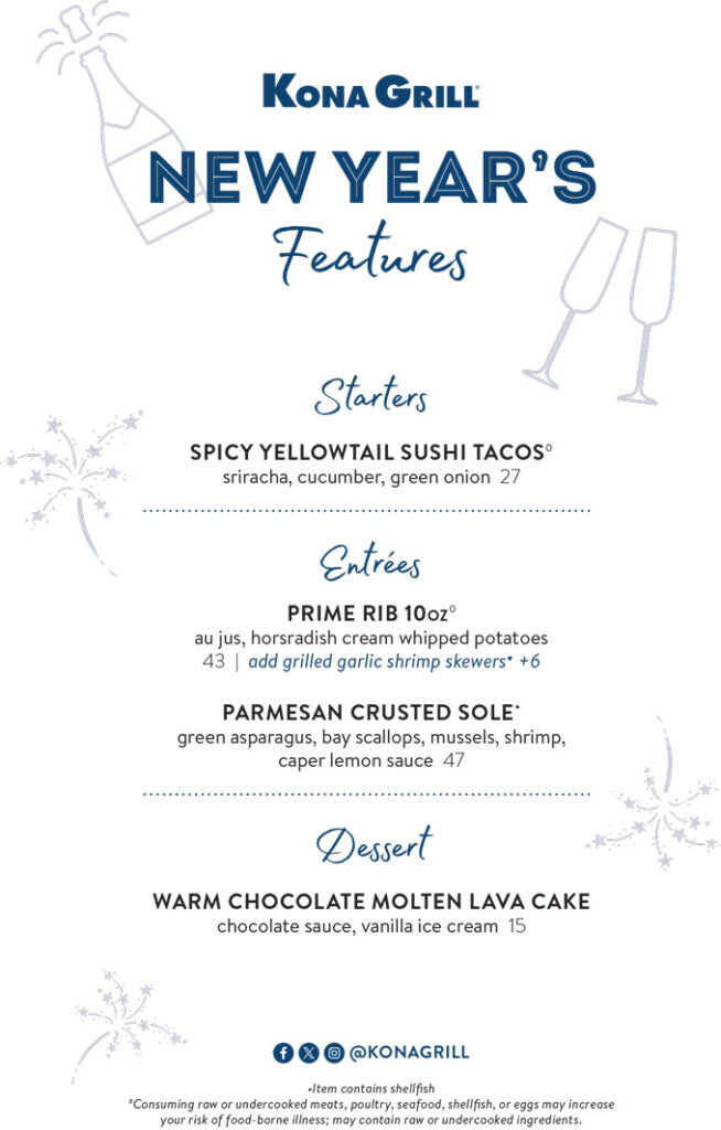 Kona Grill Launches Festive Menus for Christmas Eve and NYE - Foodgressing